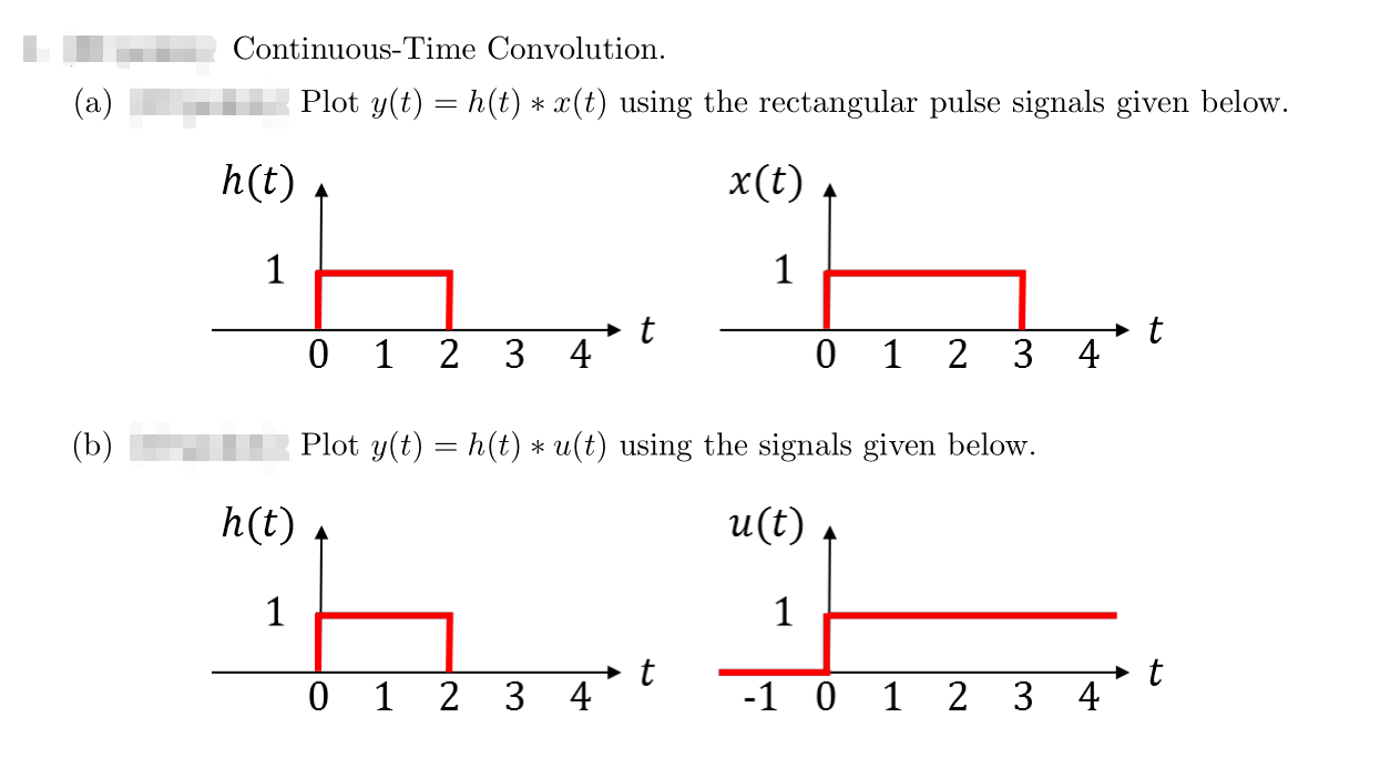 Continuous-Time Convolution. Plot y(t) = h(t) * X(t) | Chegg.com