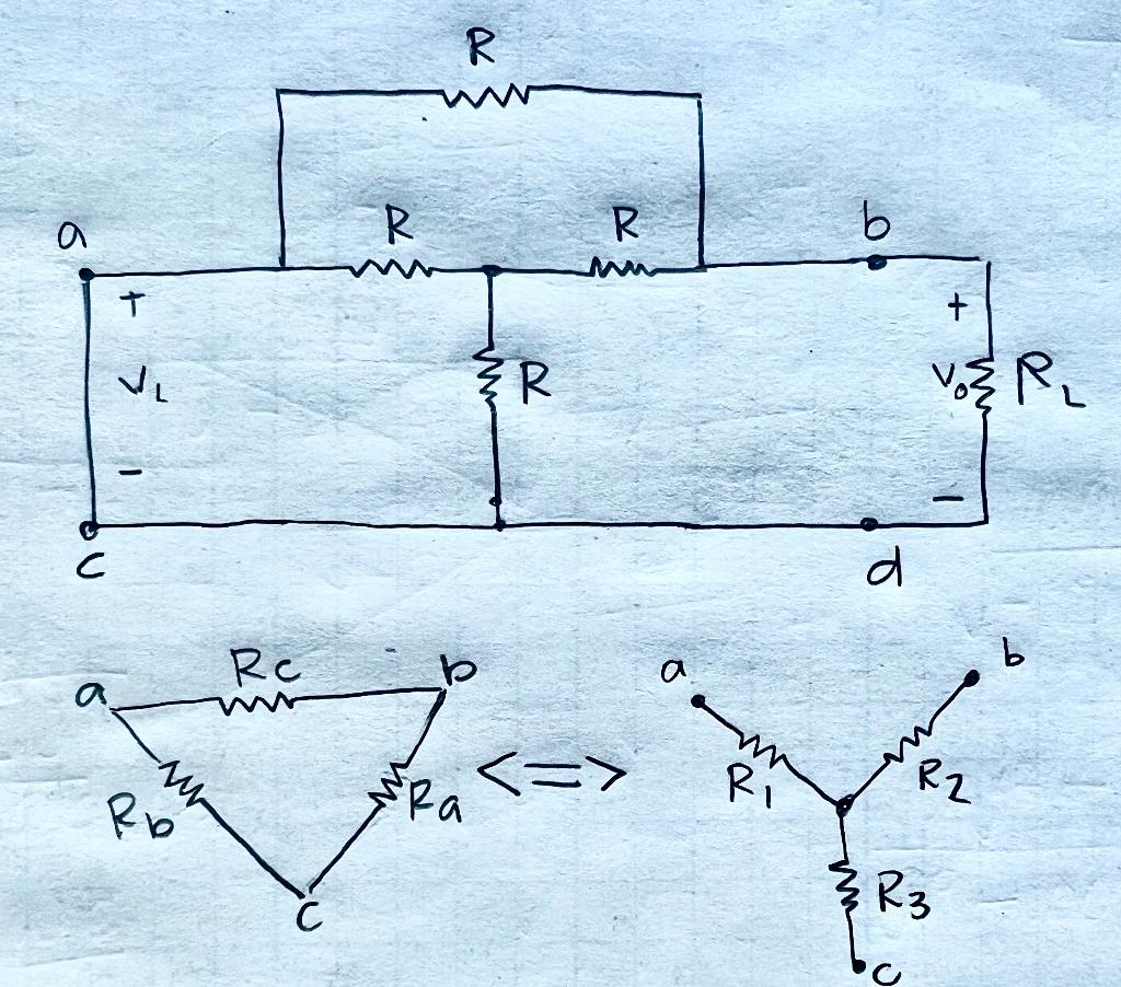 Solved For the delta-wye conversion: Ra = R2 + R3, Rb = R1+ | Chegg.com