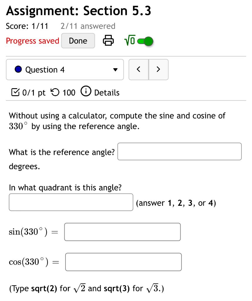 Solved Assignment: Section 5.3 Score: 1/112/11 answered | Chegg.com