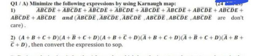 Solved QI/A) Minimize the following expressions by using | Chegg.com