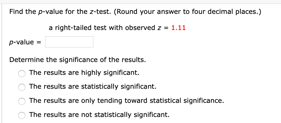 Solved Find the p-value for the z-test. (Round your answer | Chegg.com