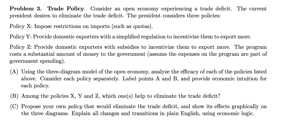 Solved Problem 3. Trade Policy. Consider an open economy | Chegg.com