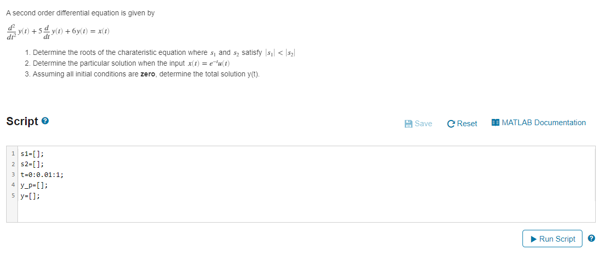 Solved A second order differential equation is given by | Chegg.com