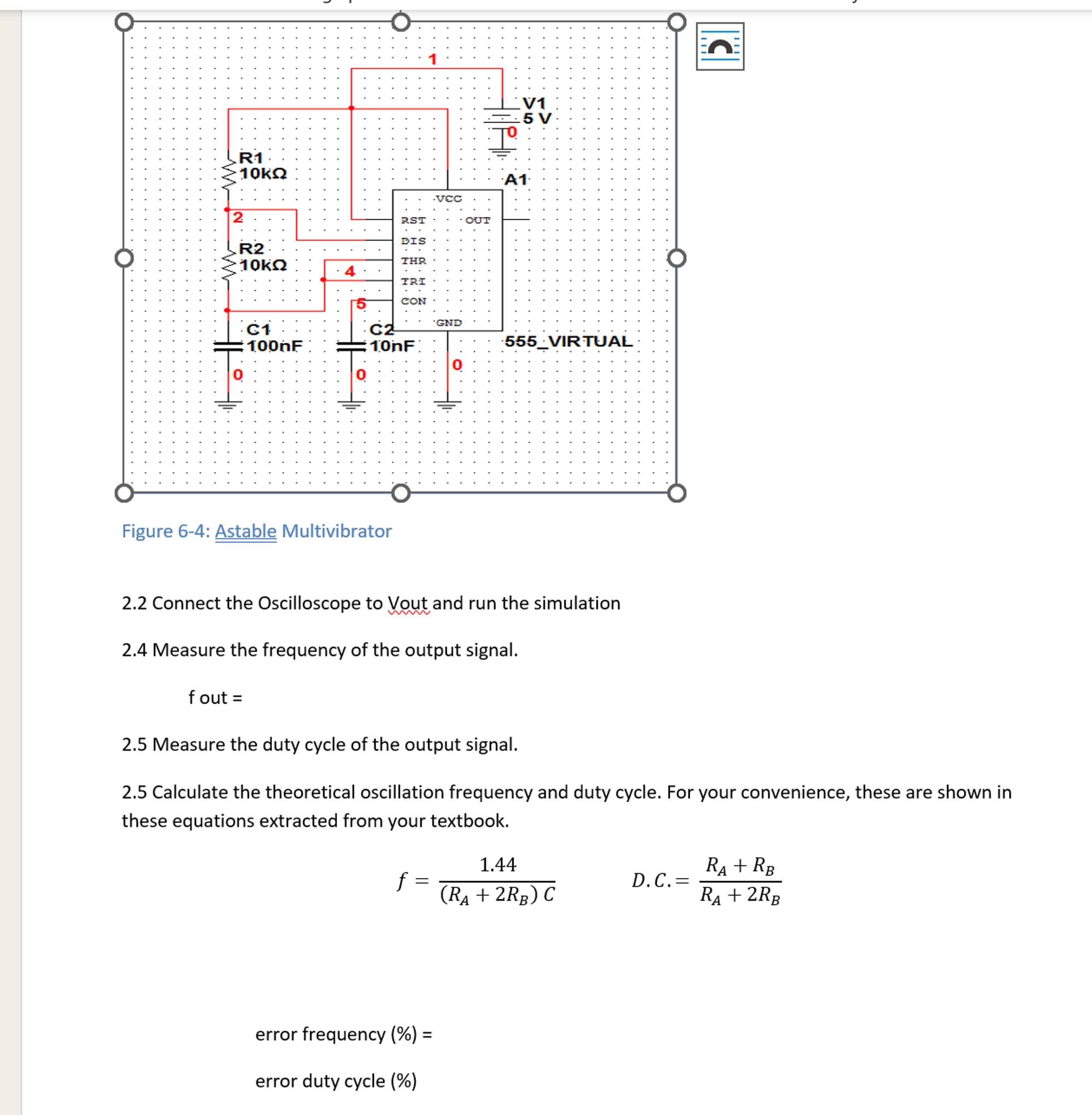 Solved 2.2 ﻿Connect the Oscilloscope to Vout and run the | Chegg.com
