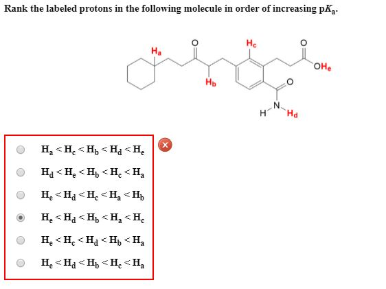 Solved Rank the labeled protons in the following molecule in | Chegg.com