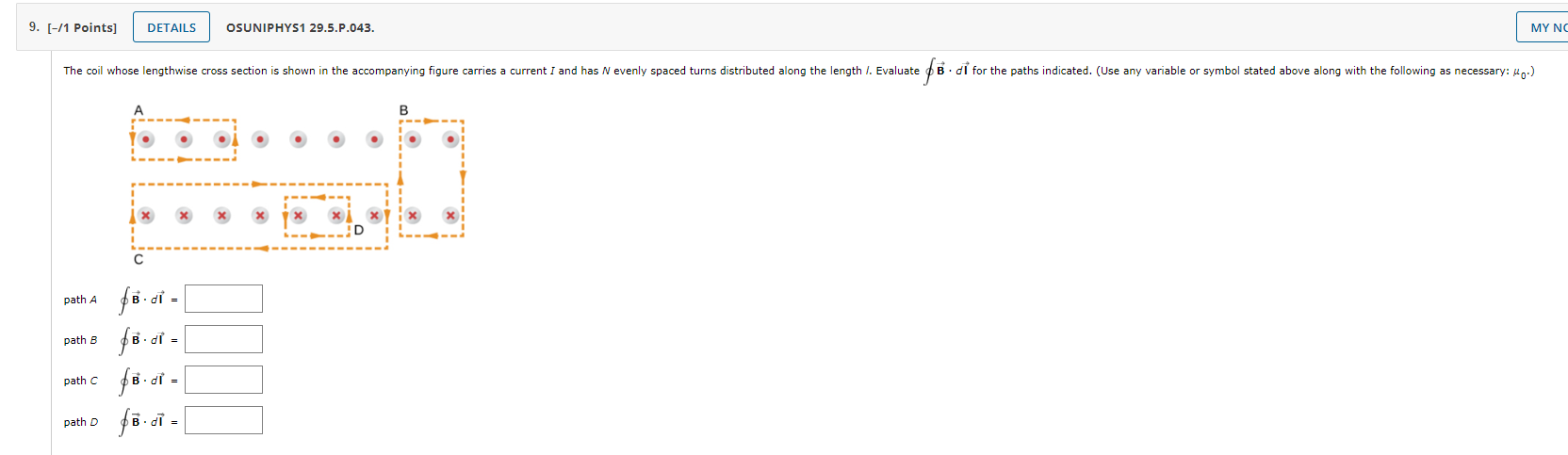 Solved path A∮B⋅dl= path B∮B⋅dl= path C∮B⋅dl= path D∮B⋅dl= | Chegg.com