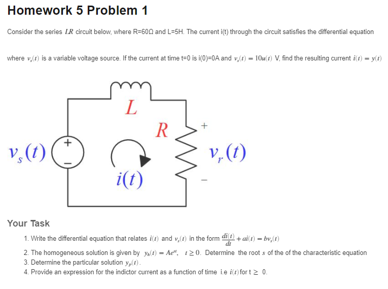 Solved Homework 5 Problem 1 Consider The Series Lr Circuit