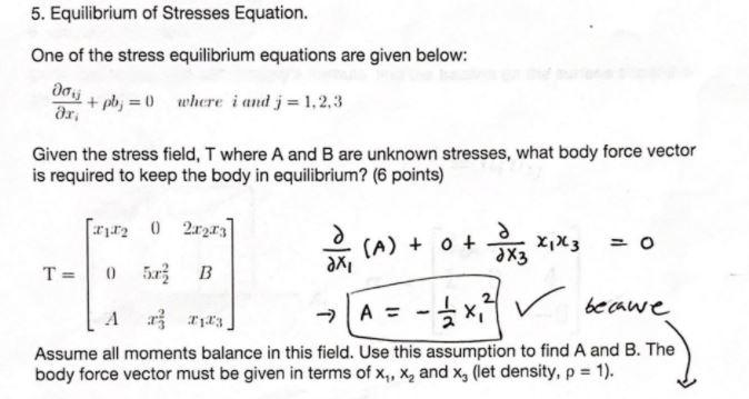 Solved 5. Equilibrium of Stresses Equation. One of the | Chegg.com