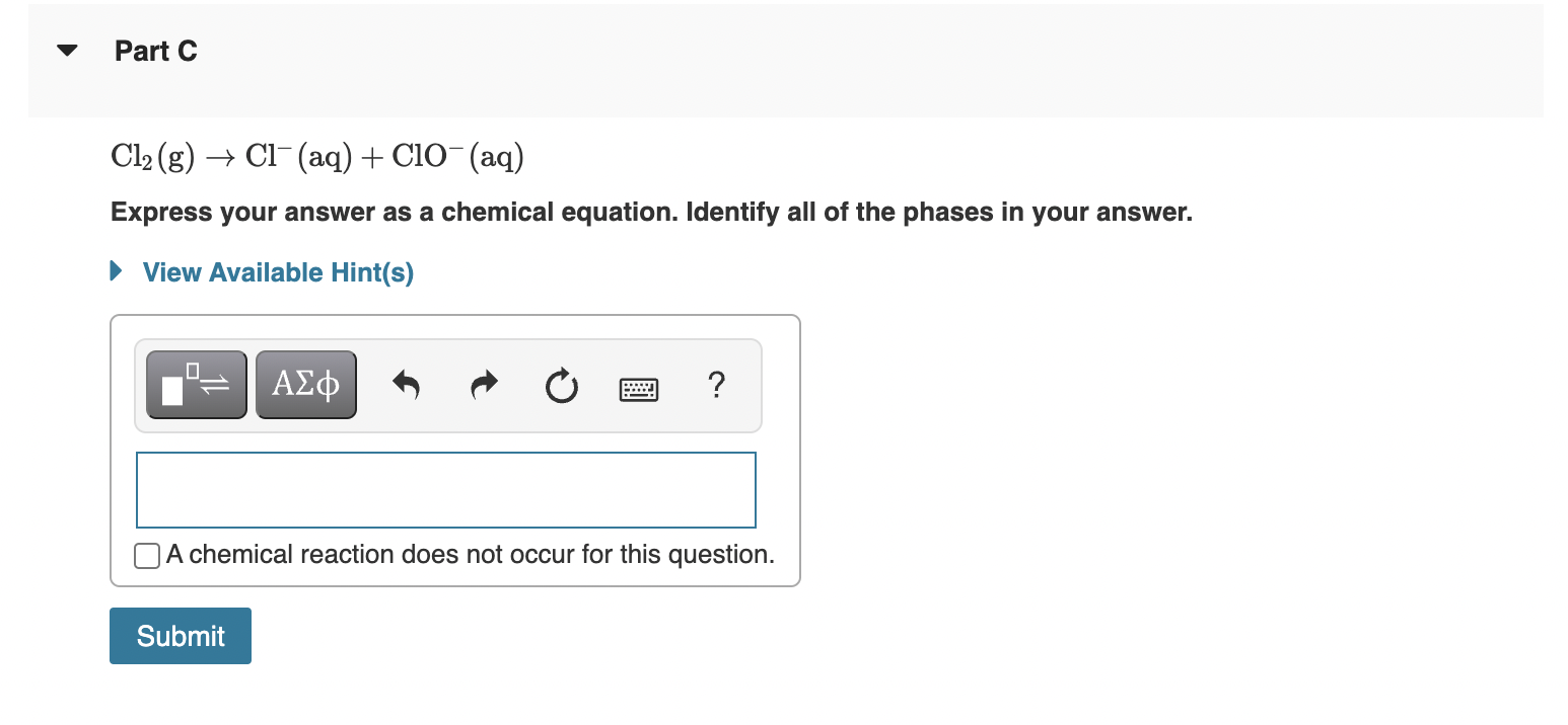 Part A H2o2 Aq Clo2 Aq C102 Aq O2g 
