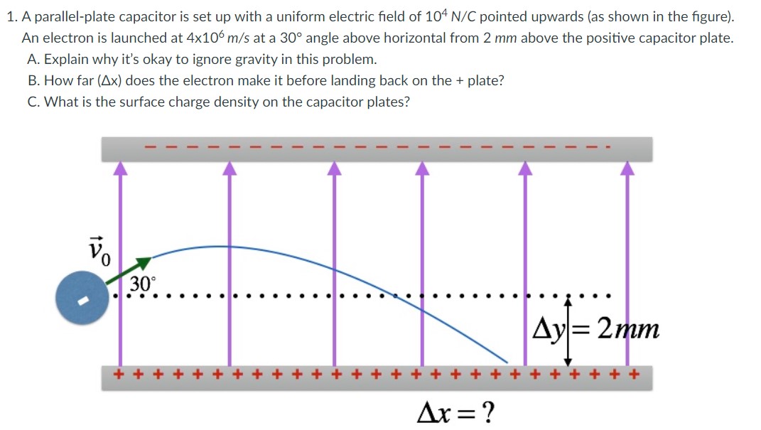 Solved 1. A parallel-plate capacitor is set up with a | Chegg.com
