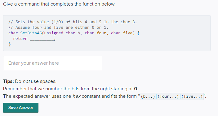 Solved Give a command that completes the function below. // | Chegg.com