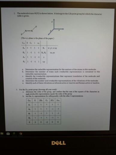 Solved 2. The molecule trans-N2F2 is shornen below, It | Chegg.com