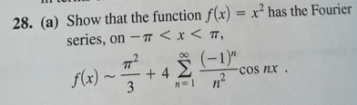 Solved 3. (Fourier series and sums of inverse squares) (a) | Chegg.com