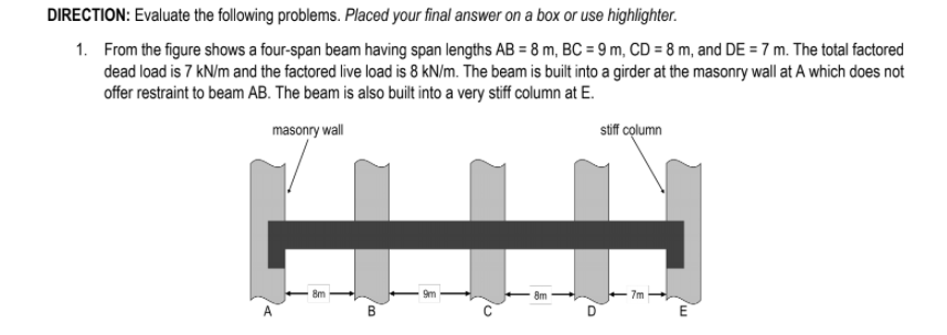 Solved From the figure shows a four-span beam having span | Chegg.com