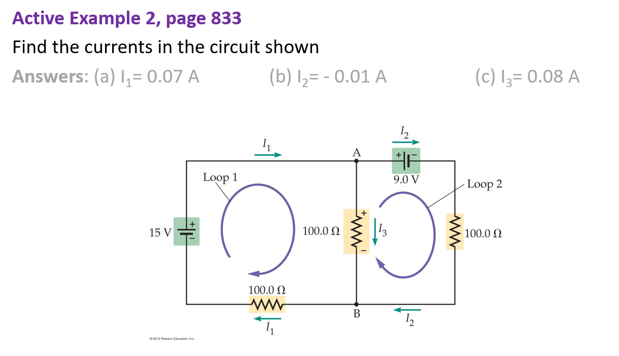 Solved Active Example 2, page 833 Find the currents in the | Chegg.com