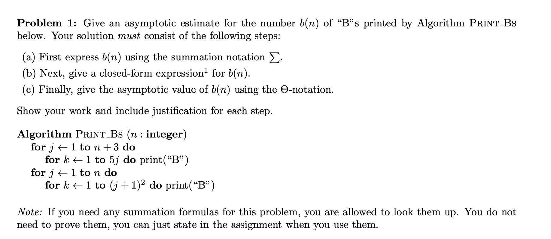 Solved Problem 1: Give an asymptotic estimate for the number | Chegg.com