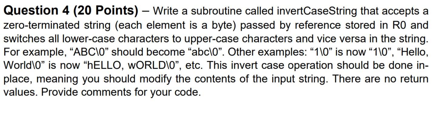 Question 4 (20 Points) - Write a subroutine called | Chegg.com