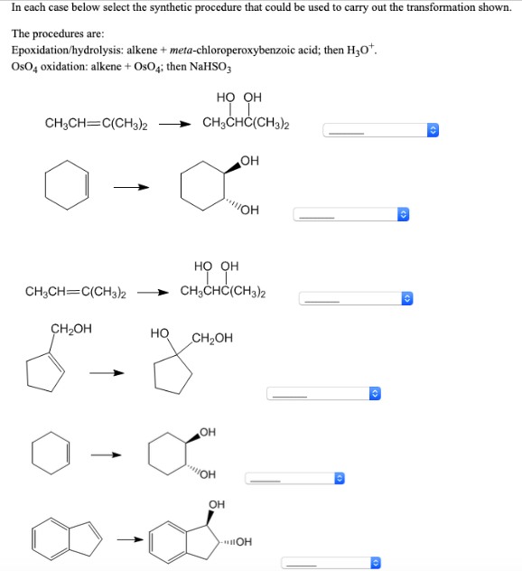 Solved In each case below select the synthetic procedure | Chegg.com