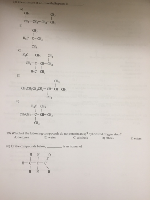 Solved 18 The Structure Of 2 3 Dimethylheptane Is Ch3 Ch2