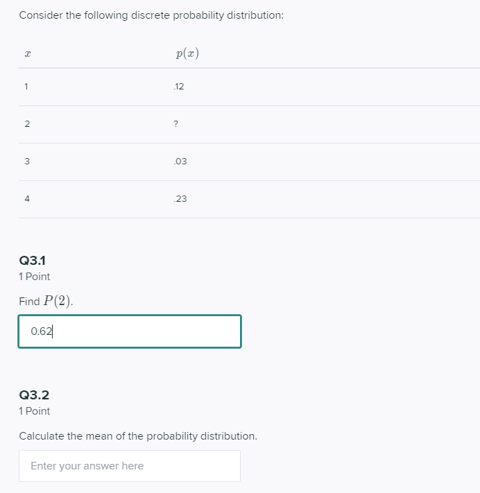 Solved Consider the following discrete probability | Chegg.com