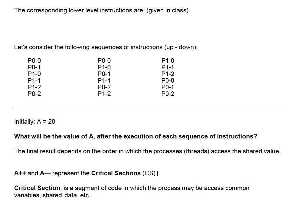 Critical Section & the Critical Section Problem Let's | Chegg.com
