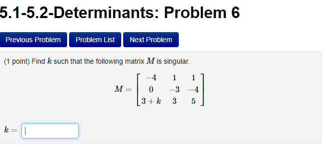Solved 5.1-5.2-Determinants: Problem 6 Previous Problem | Chegg.com