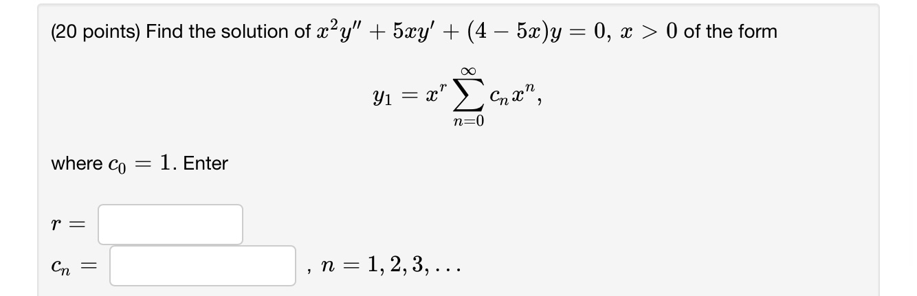 Solved (20 ﻿points) ﻿Find the solution of | Chegg.com