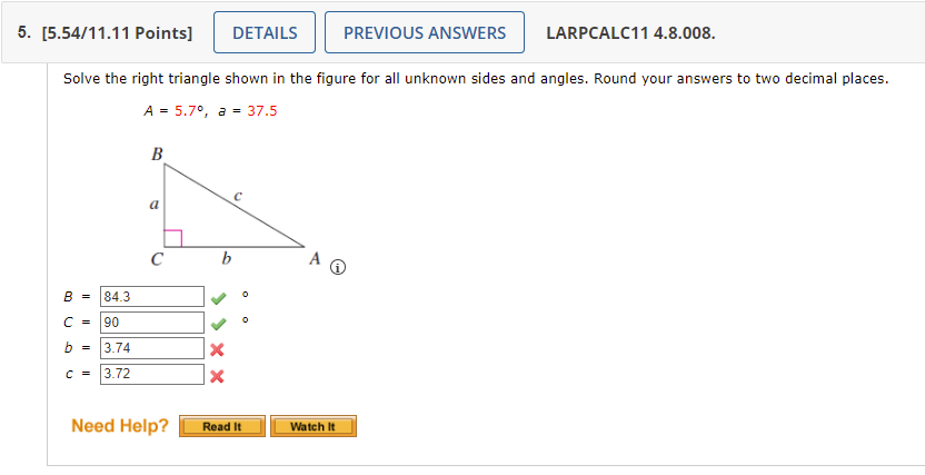 Solved PREVIOUS ANSWERS LARPCALC11 4.8.008. 5. [5.54/11.11 | Chegg.com