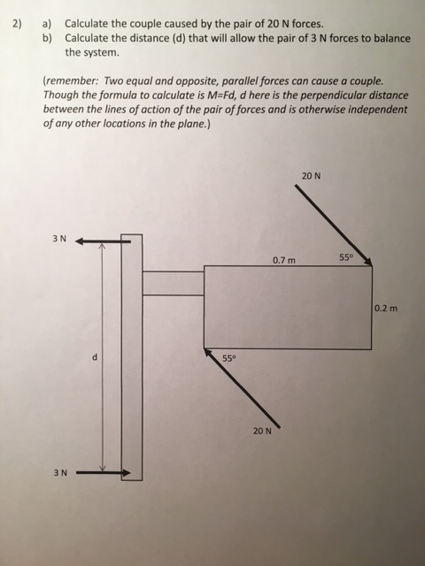 Solved 1) Calculate the equivalent force-couple system about | Chegg.com