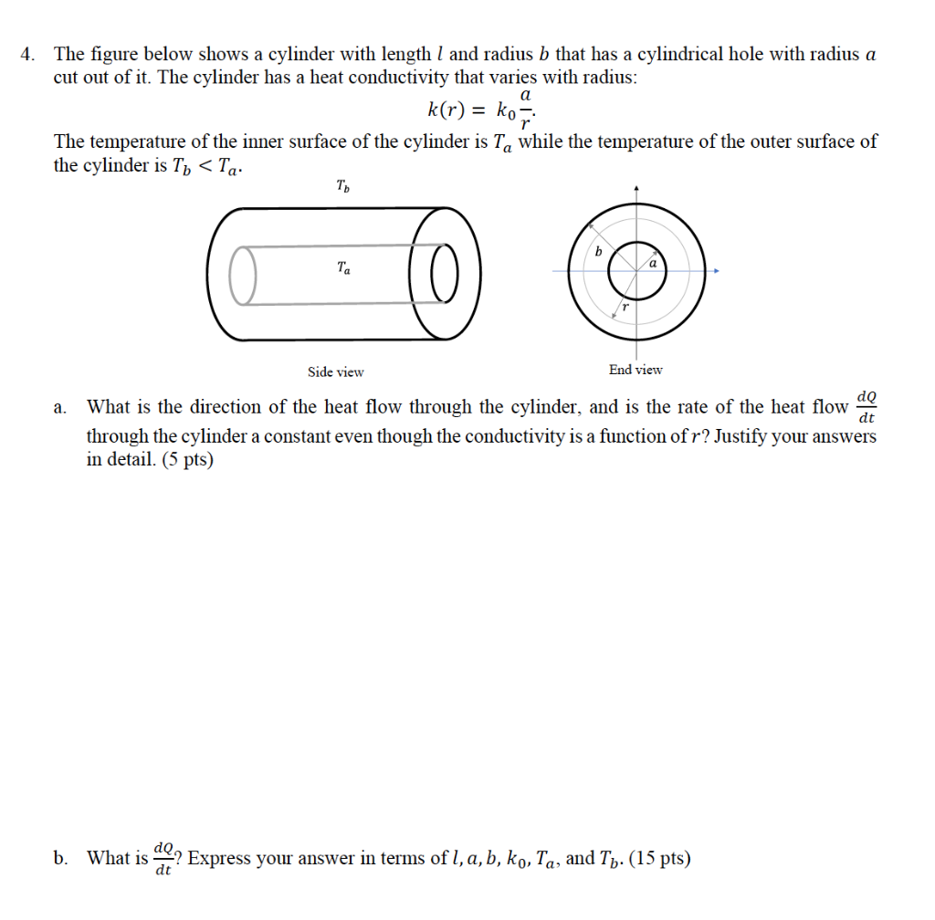 Solved 4. The figure below shows a cylinder with length 1 | Chegg.com