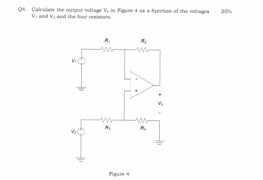 Solved Q4. Calculate the output voltage Vo in Figure 4 as a | Chegg.com