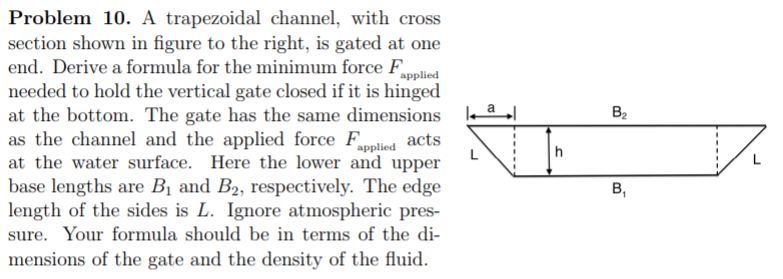 Solved Problem 10. A trapezoidal channel, with cross section | Chegg.com