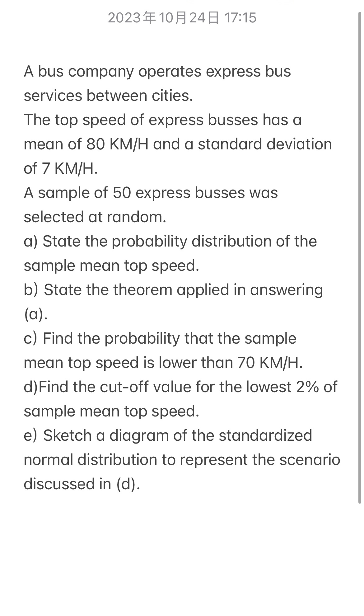 Solved A bus company operates express bus services between | Chegg.com