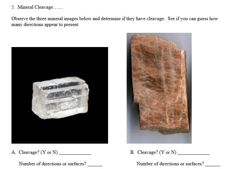 Solved 5. Mineral Cleavage..... Observe the three mineral | Chegg.com