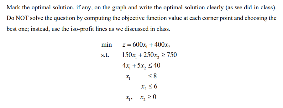 Solved Mark the optimal solution, if any, on the graph and | Chegg.com