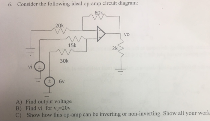 Solved 6. Consider the following ideal op-amp circuit | Chegg.com