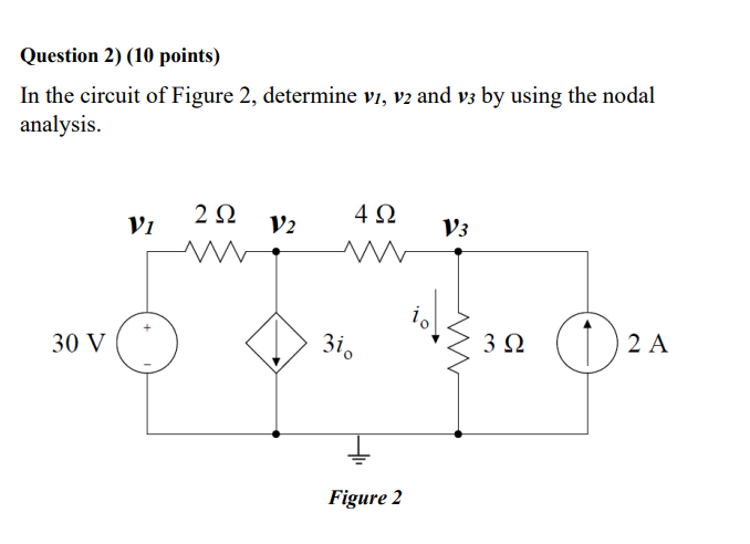 Solved Question 2) (10 points) In the circuit of Figure 2, | Chegg.com