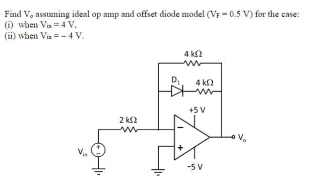 Solved Find V, assuming ideal op amp and offset diode model | Chegg.com