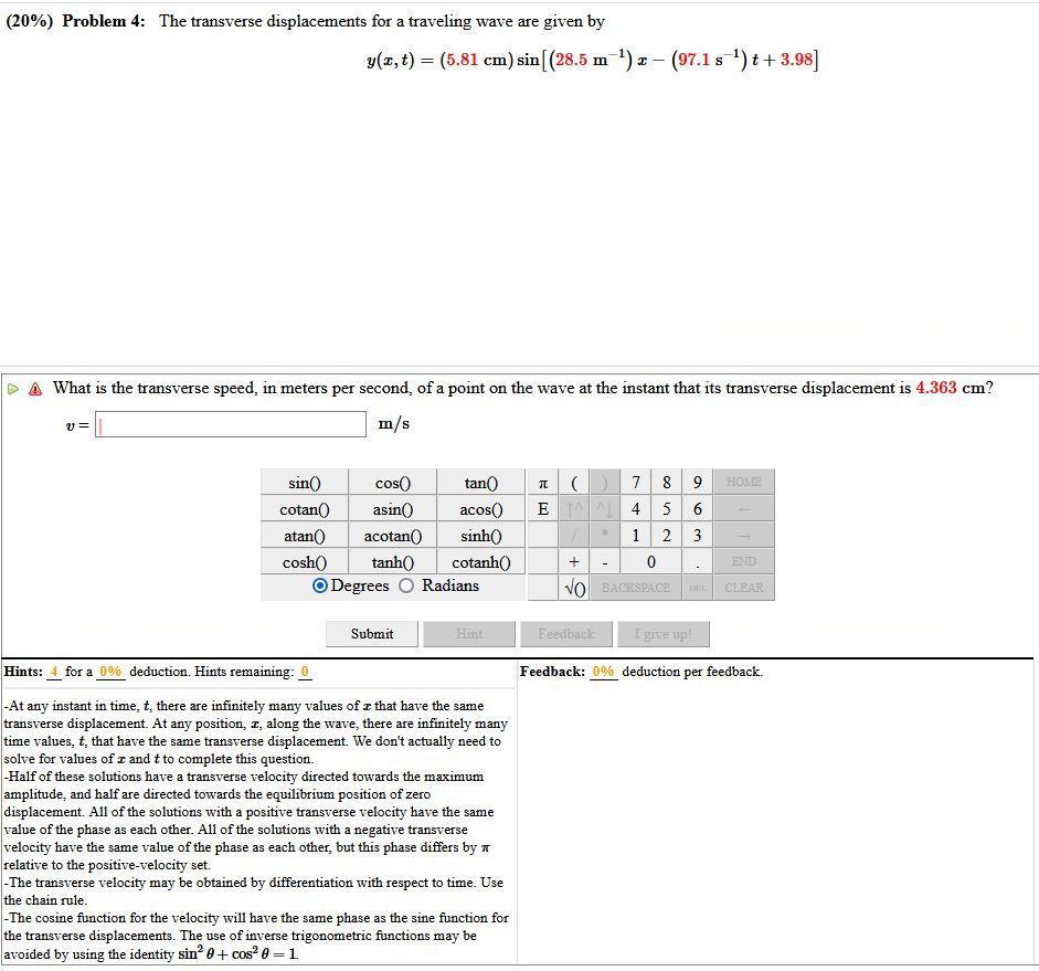 Solved (20\%) Problem 4: The transverse displacements for a | Chegg.com