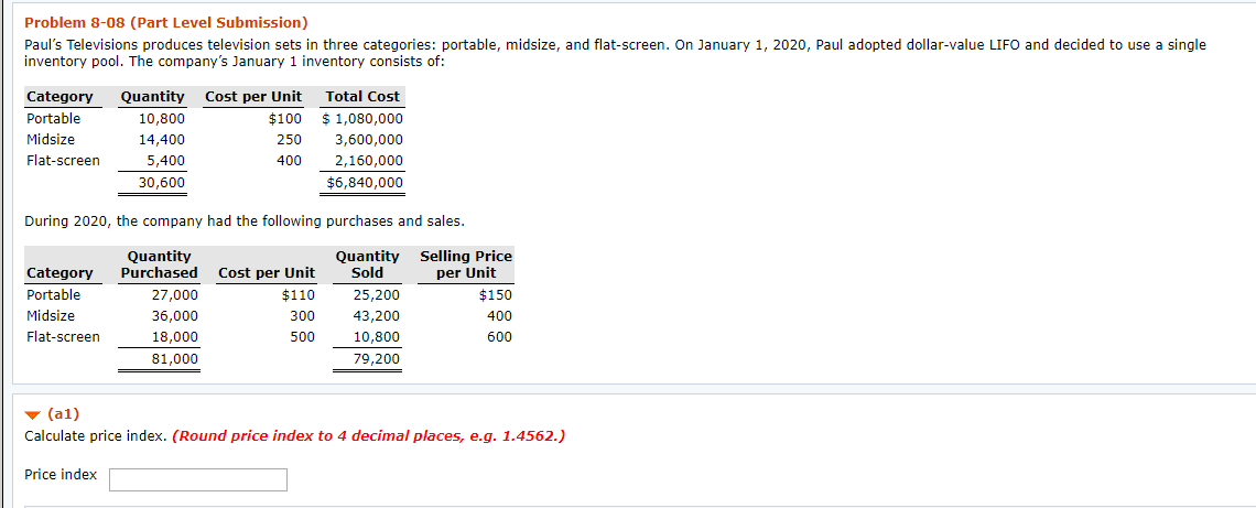 Solved Problem 8-08 (Part Level Submission) Paul's | Chegg.com