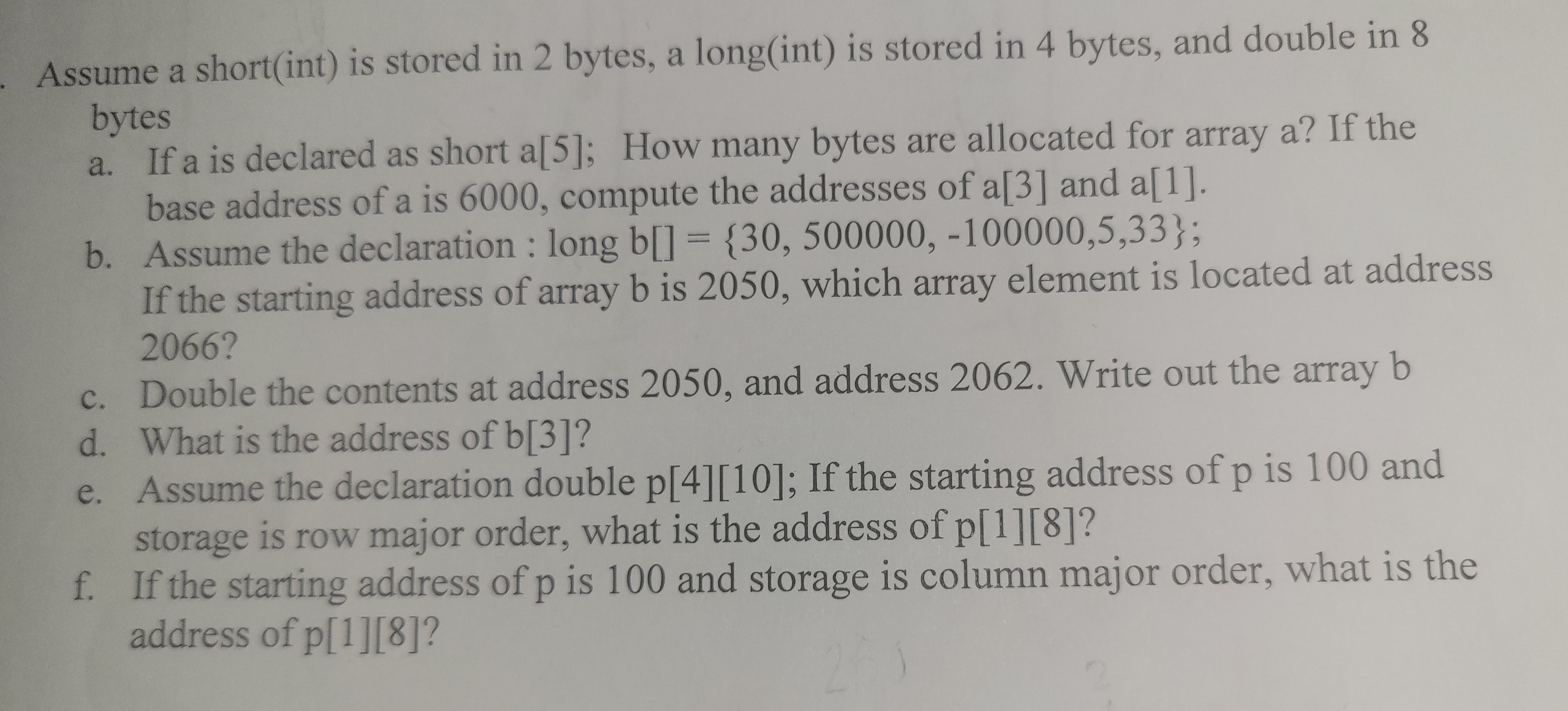 Solved Assume a short(int) is stored in 2 bytes, a long(int) | Chegg.com