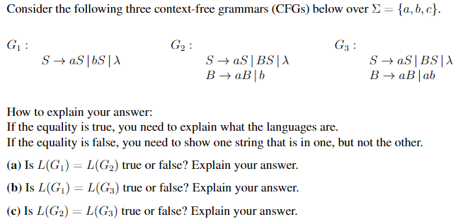 Solved Consider the following three context-free grammars | Chegg.com