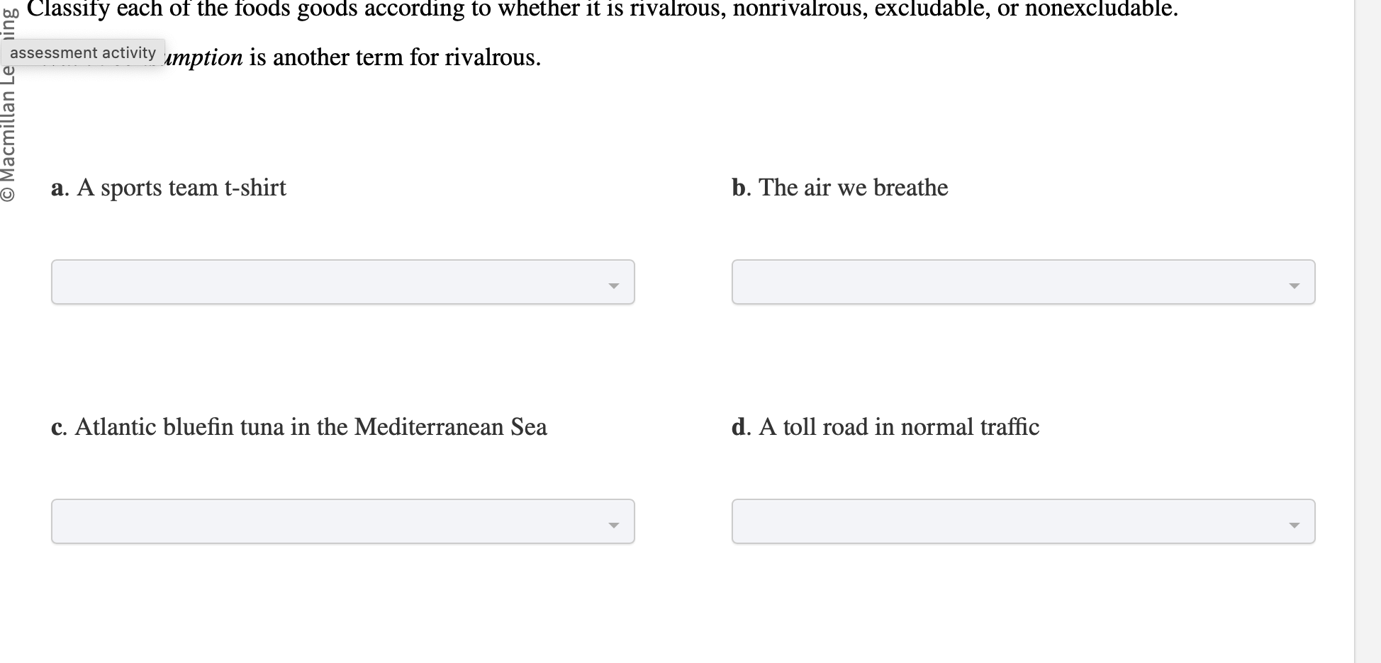 Solved Classify each of the foods goods according to whether | Chegg.com