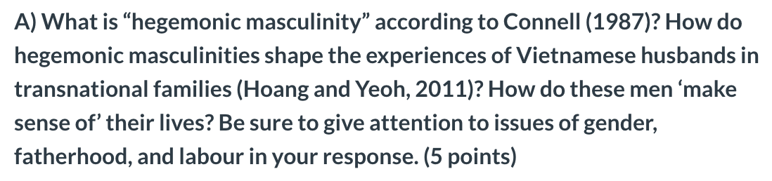 A) What is “hegemonic masculinity” according to | Chegg.com