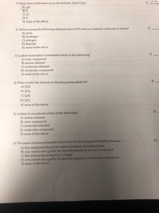 Solved 1) How many total atoms are in the formula Al2(CO3)3? | Chegg.com