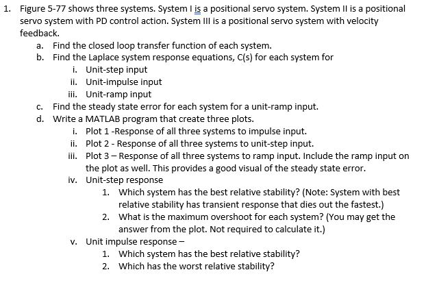 Solved 1. Figure 5-77 shows three systems. System I is a | Chegg.com