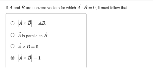 Solved If ﻿vec(A) ﻿and vec(B) ﻿are nonzero vectors for which | Chegg.com
