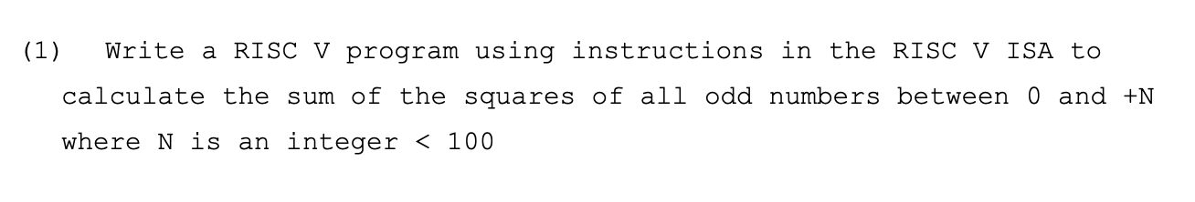 Solved 1 Write A Risc V Program Using Instructions In The 2966