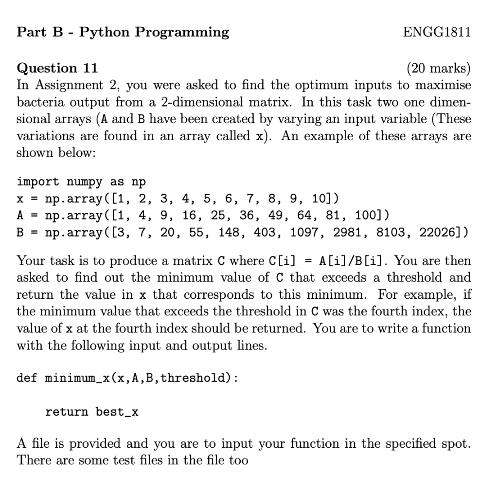 Solved Part B Python Programming Engg1811 Question 11 20 6677