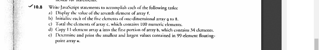 Solved 10.8 Write JavaScript statements to accomplish cach | Chegg.com